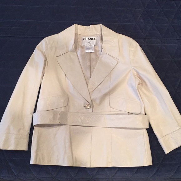 CHANEL | Jackets & Coats | Chanel Cream Leather Jacket | Poshmark